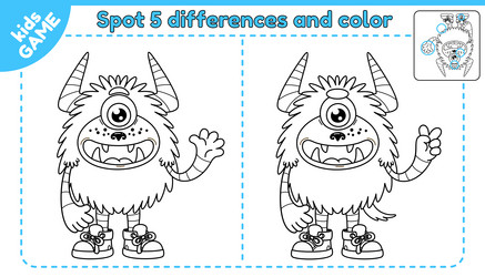 Game find differences cartoon monster-4 Royalty Free Vector