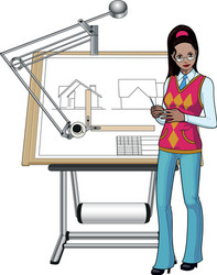 Young asian architect student presenting his Vector Image