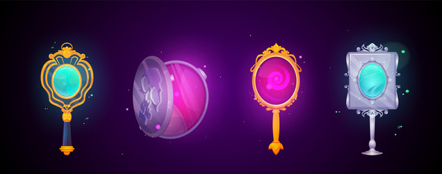 Magic mirrors in golden and silver frame Vector Image
