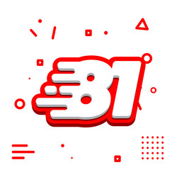 Number 81 3d speed modern icon Royalty Free Vector Image