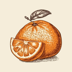 Orange drawing isolated hand drawn engraved style Vector Image