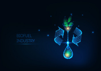 Futuristic biofuel industry concept with glowing Vector Image