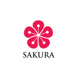 Sakura flower icon logo design template Royalty Free Vector