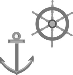 Anchor and wooden wheel Royalty Free Vector Image
