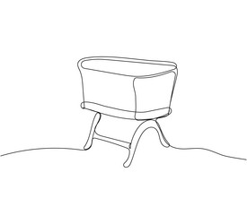 Newborn baby in sliders lies one line art Vector Image