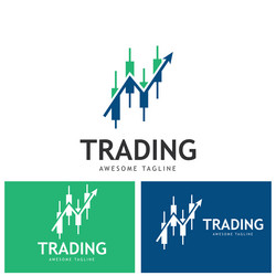 Logo with candlestick trading chart analyzing Vector Image