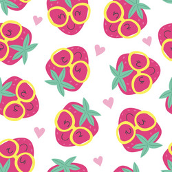 Seamless pattern of golden strawberry on dark Vector Image