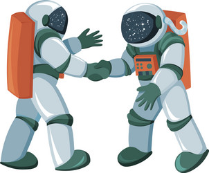 Cartoon alien meeting and handshake in space Vector Image