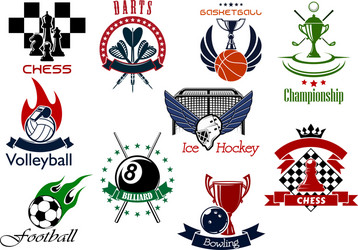 Set of sports logo emblem champions emblems Vector Image