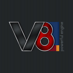 V8 engine emblem with grunge option Royalty Free Vector