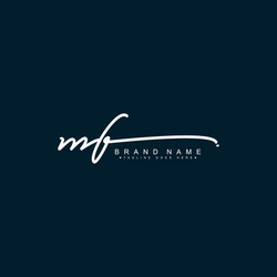 Simple signature logo for alphabet mf Royalty Free Vector