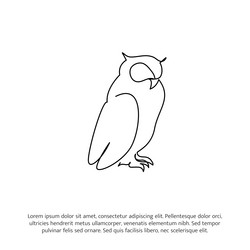 Flying owl one continuous line drawing cute Vector Image