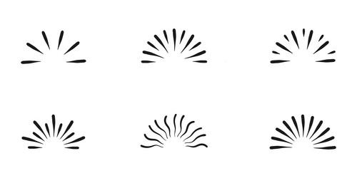 Half Sun Rays Clipart Black And White