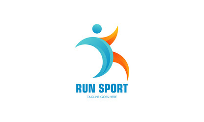 Sport logo running with abstract shapes Royalty Free Vector
