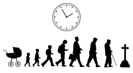 Time passing man from birth till death Royalty Free Vector