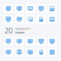 25 computer blue icon pack Royalty Free Vector Image