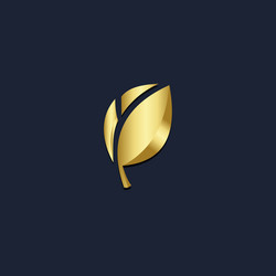 Organic eco gold leaf logo Royalty Free Vector Image