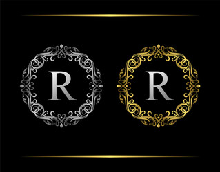 Golden r letter logo design gold Royalty Free Vector Image