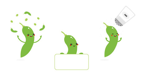Edamame character juggling beans Royalty Free Vector Image