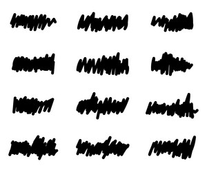Set of black color handdrawing scribble line Vector Image