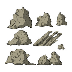 Realistic stone mineral icon set Royalty Free Vector Image