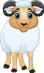 Cartoon happy sheep jumping isolated on white back