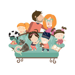 A happy family parents with children cute Vector Image
