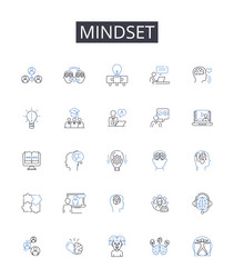 Mindset line icons collection attitude Royalty Free Vector