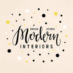 Modern interiors design studio lettering 1 Vector Image