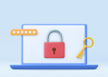 Personal data security laptop screen with lock Vector Image