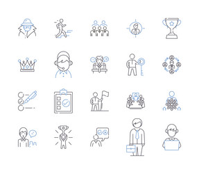 Management work outline icons collection Vector Image