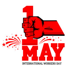 Happy labour day first of may with clenched fist Vector Image