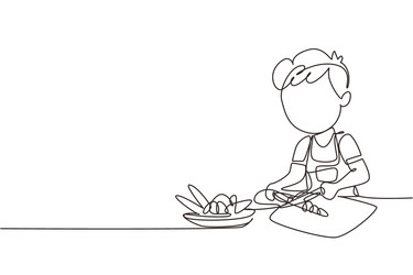 Child holding sharp knife for cutting apple kid Vector Image