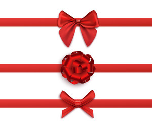 Red round gift box with large bow ribbon Vector Image