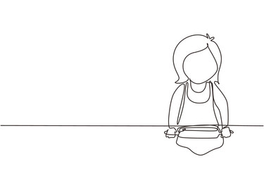 Single one line drawing little girl stretching Vector Image