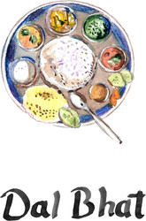 Thali indian national dish Royalty Free Vector Image