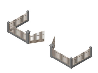 Closed gate isolated on white background 3d Vector Image