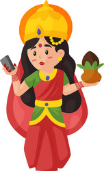 Goddess lakshmi cartoon character Royalty Free Vector Image