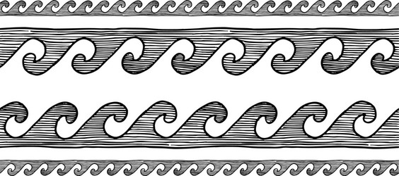 Blue greek wave and meander Royalty Free Vector Image