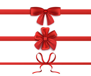 Red round gift box with large bow ribbon Vector Image