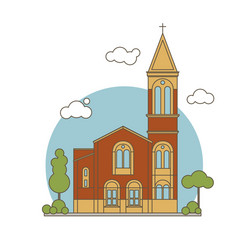 Cartoon church of christian denomination decorated