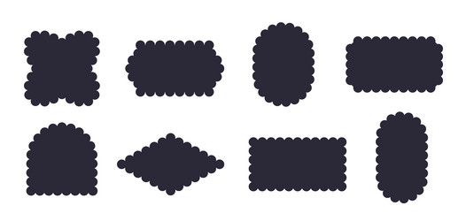 Frames scalloped corrugated shapes set Royalty Free Vector