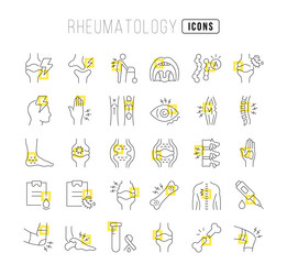 Rheumatology line icons set isolated Royalty Free Vector