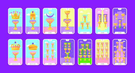 Tarot cards flat deck cartoon taro card minor Vector Image