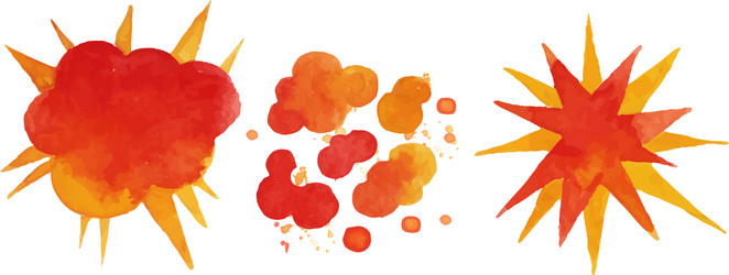 Explosions set fire explosion effect watercolor Vector Image