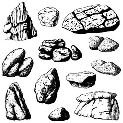 Set of stones and rocks hand drawn Royalty Free Vector Image