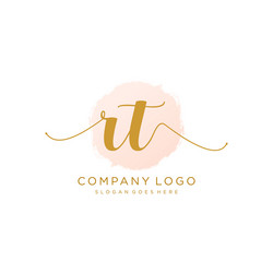 Initial rt handwriting logo with circle template Vector Image