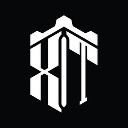 Xt letter logo monogram hexagon shield shape Vector Image