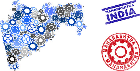 Service collage maharashtra state map and made Vector Image