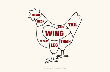 Chicken cuts diagram in silhouette style Vector Image